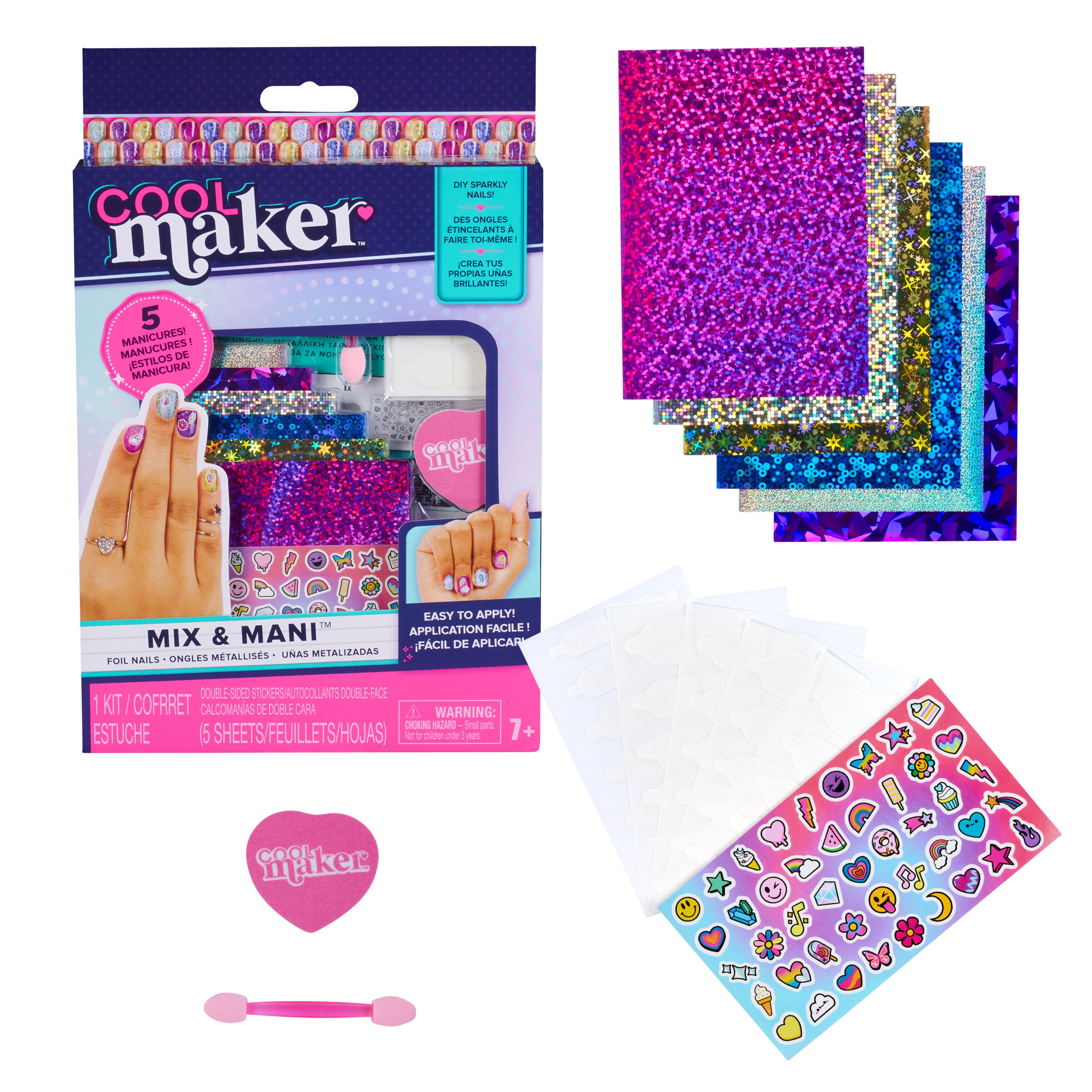 Cool Maker, Mix & Mani Foil Nail Kit with 6 Sheets & Stickers for 5 DIY ...